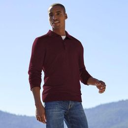 LANDS' END Merino-Polopullover, Herren,  Rot, Wolle, by Lands' End