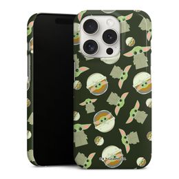 DeinDesign iPhone 15 Pro Handy Premium Case Smartphone Handyh&uuml;lle Schutzh&uuml;lle gl&auml;nzend Official Licensed Product Star Wars Muster Baby Yoda Premium Case