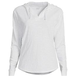 LANDS' END Flammgarn-Kapuzenshirt, Damen,  Wei&szlig;, Baumwolle, by Lands' End
