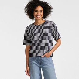 LANDS' END Kastiges Flammgarnshirt mit kurzen &Auml;rmeln, Damen,  Blau, Baumwolle, by Lands' End