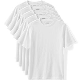 LANDS' END Kurzarm-Shirt mit Rundausschnitt im 5er-Set, Herren,  Wei&szlig;, by Lands' End