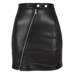 Urban Classics Damen Jerseyrock "Urban Classics Damen Ladies Synthetic Leather Biker Skirt"schwarz, Gr. L, unifarben, 93% Polyester, 7% Elasthan,
