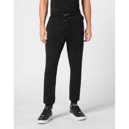 Philipp Plein Herren Jogginghose "Iconic Plein", schwarz, Gr. XXXL, Obermaterial: 100% Baumwolle, Hosen