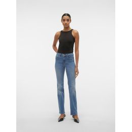 V&eacute;ro Moda VERO MODA Damen Straight-Jeans "VMFLASH MR STRAIGHT JEANS LI347 GA NOOS", blau, Gr. S, unifarben, Denim/Jeans, Obermaterial: 89% Baumwolle, 9%