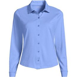 LANDS' END Lang&auml;rmelige Supima-Jerseybluse, Damen,  Blau, Baumwolle, by Lands' End