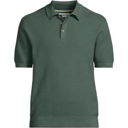 LANDS' END Feinstrick-Poloshirt aus Baumwolle, Herren,  Gr&uuml;n, Baumwolle, by Lands' End