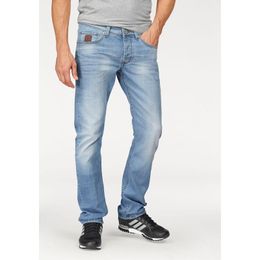 Bruno Banani Herren Slim-fit-Jeans &raquo;Jimmy (Stretch)&laquo; schmale Beinform, niedrige Leibh&ouml;he, mit Button-Fly blau 34, L&auml;nge 34