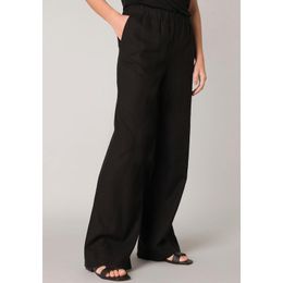 Base Level Damen Leinenhose &raquo;Yul&laquo; Sommerhose mit elastischem Bund schwarz 42, N-Gr