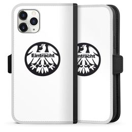 DeinDesign iPhone 11 Pro Handy Klapph&uuml;lle Handyh&uuml;lle aus Kunst Leder schwarz Flip Case Eagle Logo Eintracht Frankfurt Sideflip mit Lasche