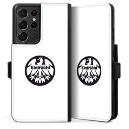 DeinDesign Galaxy S21 Ultra 5G Handy Klapph&uuml;lle Handyh&uuml;lle aus Kunst Leder schwarz Flip Case Eagle Logo Eintracht Frankfurt Sideflip mit Lasche