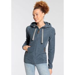 Polarino Damen Fleecejacke mit Kapuze f&uuml;r kalte Tage, aus Fleece, mit Kapuze, atmungsaktiv blau 40