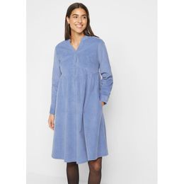 bonprix Damen bonprix Midikleid &raquo;Kleid aus Baumwollcord&laquo; f&uuml;r entspannten Look, aus weichem Baumwollcord, mit Elasthan-Anteil blau 42, N-Gr