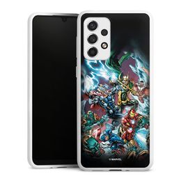 DeinDesign Galaxy A33 5G Handy Silikon H&uuml;lle Case wei&szlig; Handyh&uuml;lle Marvel Comic Avengers Silikon Case