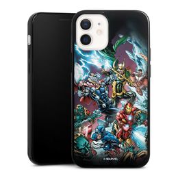 DeinDesign iPhone 12 mini Handy Slim Case extra d&uuml;nn Silikon Handyh&uuml;lle schwarz H&uuml;lle Avengers Marvel Comic Silikon Slim Case