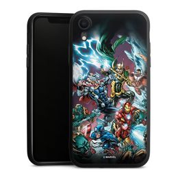 DeinDesign iPhone Xr Handy Premium Silikon H&uuml;lle Handyh&uuml;lle schwarz Case Avengers Marvel Comic Silikon Premium Case