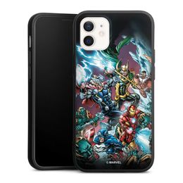 DeinDesign iPhone 12 mini Handy Premium Silikon H&uuml;lle Handyh&uuml;lle schwarz Case Avengers Marvel Comic Silikon Premium Case