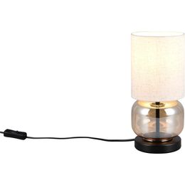 OTTO HOME Schreibtischlampe "Jorrin, Tischlampe mit Glas und Stoffschirm exkl 1x E27 max 40W", beige, 1, &Oslash; 13,5cm H: 28,5cm, 1 Stk., Leuchten, Nachttischlampe Tischleuchte m. Schnurschalter Glas amber Schirm beige, Tischleuchte