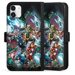 DeinDesign iPhone 11 Handy Klapph&uuml;lle Handyh&uuml;lle aus Kunst Leder schwarz Flip Case Avengers Marvel Comic Sideflip mit Lasche