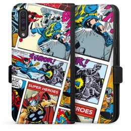 DeinDesign Galaxy A50 Handy Klapph&uuml;lle Handyh&uuml;lle aus Kunst Leder schwarz Flip Case Avengers Marvel Comic Sideflip mit Lasche