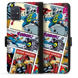 DeinDesign Galaxy A51 Handy Klapph&uuml;lle Handyh&uuml;lle aus Kunst Leder schwarz Flip Case Avengers Marvel Comic Sideflip mit Lasche