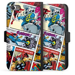 DeinDesign iPhone SE (2020) Handy Klapph&uuml;lle Handyh&uuml;lle aus Kunst Leder schwarz Flip Case Avengers Comic Marvel Sideflip mit Lasche