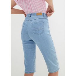 bonprix Damen bonprix Bermudas &raquo;Jeans Bermuda Slim Fit High Waist&laquo; aus Baumwollmischung mit Stretch, Slim Fit, casual Stil blau 44, N-Gr