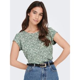 Only Damen Only Shirtbluse &raquo;ONLVIC S/S AOP TOP NOOS PTM&laquo; mit Allover Druck gr&uuml;n 40L