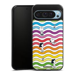 DeinDesign Google Pixel 9 Handy Silikon H&uuml;lle Case schwarz Handyh&uuml;lle Snoopy Muster Peanuts