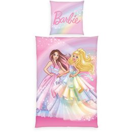 Bettw&auml;sche Barbie "Barbie", bunt, B/L: 135cm x 200cm, 1 Stk., 1 Stk., Renforc&eacute;, B/L: 80cm x 80cm, 2 Stk., Renforc&eacute;, Obermaterial: 100% Baumwolle, Bettw&auml;sche, Bettw&auml;sche, Wendebettw&auml;sche