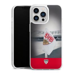 DeinDesign iPhone 13 Pro Handy Silikon H&uuml;lle Case wei&szlig; Handyh&uuml;lle Vfb Stuttgart Bundesliga Official Licensed Product Silikon Case