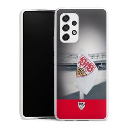 DeinDesign Galaxy A53 5G Handy Silikon H&uuml;lle Case wei&szlig; Handyh&uuml;lle Official Licensed Product Vfb Stuttgart Bundesliga Silikon Case