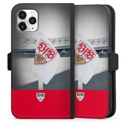 DeinDesign iPhone 11 Pro Handy Klapph&uuml;lle Handyh&uuml;lle aus Kunst Leder schwarz Flip Case Vfb Stuttgart Bundesliga Official Licensed Product Sideflip mit Lasche