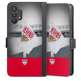DeinDesign Galaxy A32 4G Handy Klapph&uuml;lle Handyh&uuml;lle aus Kunst Leder schwarz Flip Case Vfb Stuttgart Bundesliga Official Licensed Product Sideflip mit Lasche