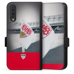 DeinDesign Galaxy A50 Handy Klapph&uuml;lle Handyh&uuml;lle aus Kunst Leder schwarz Flip Case Vfb Stuttgart Bundesliga Official Licensed Product Sideflip mit Lasche