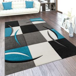 Teppich Paco Home "Diamond 665", blau (t&uuml;rkis), B:120cm H:17mm L:170cm, Polypropylen (PP), Teppiche, Teppich, Karo Muster, 3D-Design, auch als L&auml;ufer, Wohnzimmer, Schlafzimmer