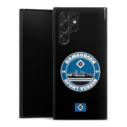 DeinDesign Galaxy S22 Ultra Handy Silikon H&uuml;lle Case schwarz Handyh&uuml;lle Hsv Logo Hamburger Sv