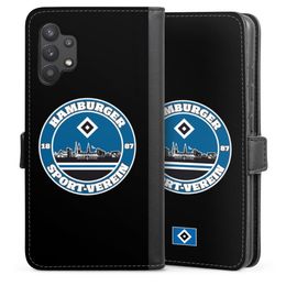 DeinDesign Galaxy A32 4G Handy Klapph&uuml;lle Handyh&uuml;lle aus Kunst Leder schwarz Flip Case Hsv Logo Hamburger Sv Sideflip mit Lasche