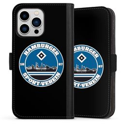 DeinDesign iPhone 13 Pro Handy Klapph&uuml;lle Handyh&uuml;lle aus Kunst Leder schwarz Flip Case Hsv Logo Hamburger Sv Sideflip mit Lasche