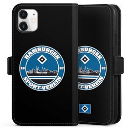 DeinDesign iPhone 11 Handy Klapph&uuml;lle Handyh&uuml;lle aus Kunst Leder schwarz Flip Case Hsv Logo Hamburger Sv Sideflip mit Lasche