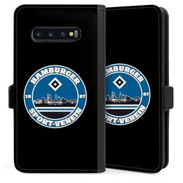 DeinDesign Galaxy S10 Plus Handy Klapph&uuml;lle Handyh&uuml;lle aus Kunst Leder schwarz Flip Case Hsv Logo Hamburger Sv Sideflip mit Lasche
