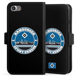 DeinDesign iPhone 8 Handy Klapph&uuml;lle Handyh&uuml;lle aus Kunst Leder schwarz Flip Case Logo Hamburger Sv Hsv Sideflip mit Lasche