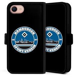 DeinDesign iPhone 16e Handy Klapph&uuml;lle Handyh&uuml;lle aus Kunst Leder schwarz Flip Case Hsv Logo Hamburger Sv Sideflip mit Lasche