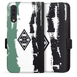 DeinDesign Galaxy A50 Handy Klapph&uuml;lle Handyh&uuml;lle aus Kunst Leder schwarz Flip Case Official Licensed Product Borussia M&ouml;nchengladbach Coat Of Arms Sideflip mit 