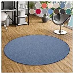 Teppich OTTO HOME "Fortis, Schlinge, Made in Netherlands", blau (dunkelblau), H:5mm &Oslash;:300cm, Kunstfaser, Teppiche, Teppich, Uni Farben, gekettelt, strapazierf&auml;hig, Wohnzimmer