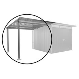 Ger&auml;tehaus-Anbaudach BioHort "f&uuml;r AvantGarde A3/A7 Gr. L verschiedene Farben", quarzgrau, metallic, B:243cm H:218cm T:300cm, Gartenhaus-Anbaud&auml;cher, 243x300x218 cm