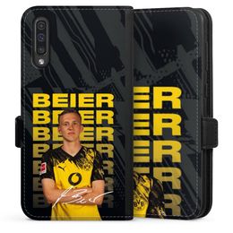 DeinDesign Galaxy A50 Handy Klapph&uuml;lle Handyh&uuml;lle aus Kunst Leder schwarz Flip Case Borussia Dortmund Maximilian Beier Bvb Sideflip mit Lasche