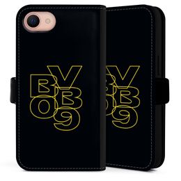 DeinDesign iPhone 16e Handy Klapph&uuml;lle Handyh&uuml;lle aus Kunst Leder schwarz Flip Case Bvb Lettering Official Licensed Product Sideflip mit Lasche