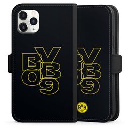 DeinDesign iPhone 11 Pro Handy Klapph&uuml;lle Handyh&uuml;lle aus Kunst Leder schwarz Flip Case Lettering Official Licensed Product Bvb Sideflip mit Lasche
