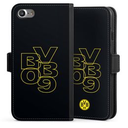 DeinDesign iPhone SE (2020) Handy Klapph&uuml;lle Handyh&uuml;lle aus Kunst Leder schwarz Flip Case Lettering Official Licensed Product Bvb Sideflip mit Lasche