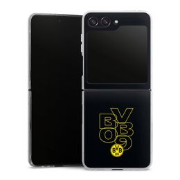 DeinDesign Galaxy Z Flip 5 Handy Hard Case Schutzh&uuml;lle transparent Smartphone Handy H&uuml;lle Official Licensed Product Lettering Bvb Hard Case
